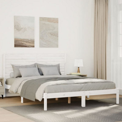 Berkfield Extra Long Bed Frame Without Mattress White 160X220 Cm Solid ...