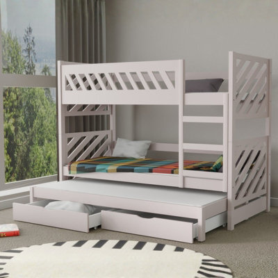 Mateo K Triple Bunk Bed With Mattress And Storage Containers Cashmere ...
