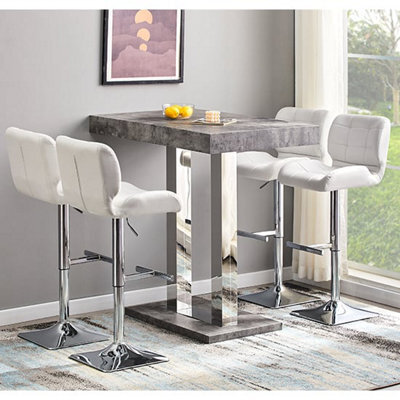 Furniture in Fashion Caprice Concrete Effect Bar Table With 4 Candid ...