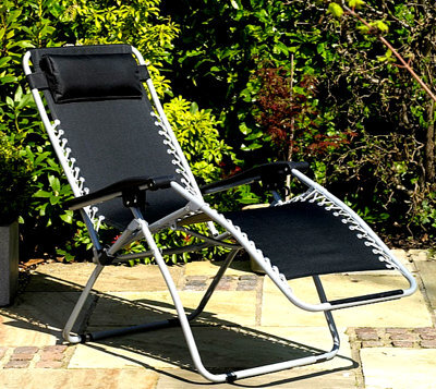 Marco Paul Black Gravity Reclining Sun Lounger by B&Q | ufurnish.com