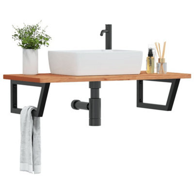 Berkfield Basin Shelf Wall Mounted Steel And Solid Wood Beech by B&Q ...