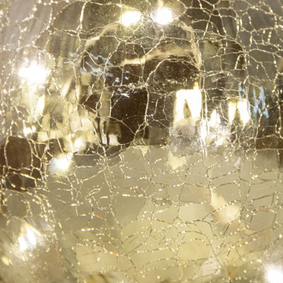 Samuel Alexander 15Cm Battery Operated Light Up Robin Crackle Glass Ball With 12 Warm White Led ...