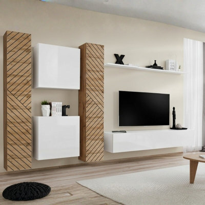 Switch Lamel Vi Modern Living Room Wall Unit Wotan With White Gloss by ...