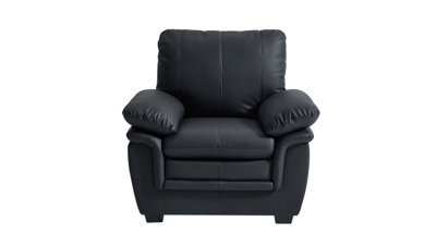 UK Leisure World Black Single Sofa Suites Settee 1 Seater Armchair Faux ...