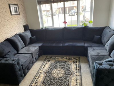 Milton 8 Seater U Shape - Fullback Black by B&Q | ufurnish.com