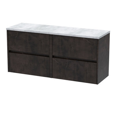Nuie Havana Wall Hung 4-Drawer Vanity Unit & Worktop In Carrera Marble ...