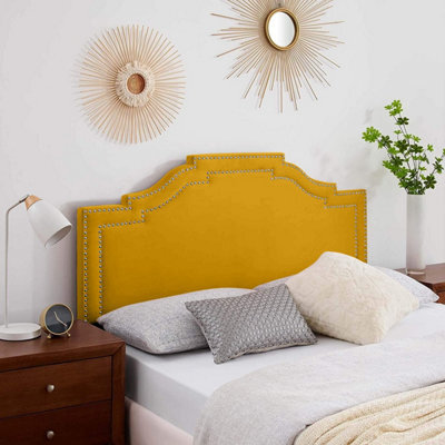 Enrico Plush 26 Inch Strutted Headboard - Mustard by B&Q | ufurnish.com