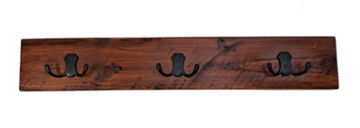Moderix Wooden Antique Style Coat Rack Double Hook Black - Colour Dark Oak - Hangers 7 Hooks 140 ...