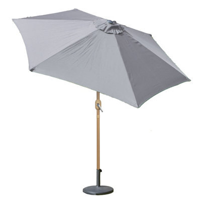 Gardenkraft 2.7M Outdoor Wooden Effect Parasol - Light Grey by B&Q ...