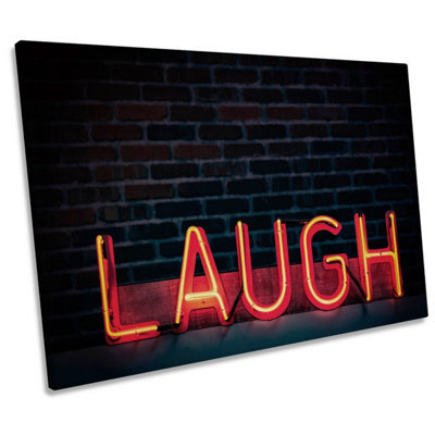 CanvasGeeks Laugh In Neon Sign Canvas Wall Art Print Picture (H)30Cm X ...