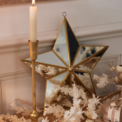 Dibor Traditional Gold Star Shaped Room Decor Wall Mounted Mirror H35Cm ...