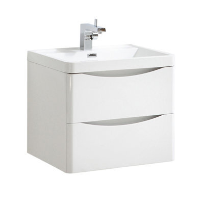 Plum&clay Eden Gloss White Wall Hung Vanity Unit With Resin Basin (W ...