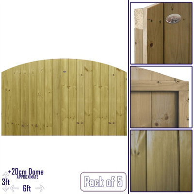 Premier Garden Supplies Dome Top Tongue & Groove Fence Panel (Pack Of 5 ...