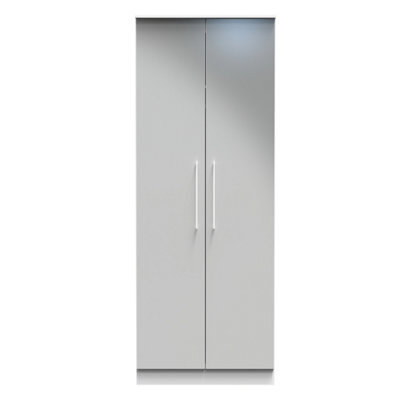 Chester 2 Door Wardrobe In Uniform Grey Gloss & White (Ready Assembled ...