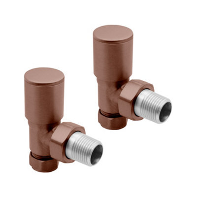 Plum&clay Pair Of Round Bronze Angled Radiator Valves by B&Q | ufurnish.com