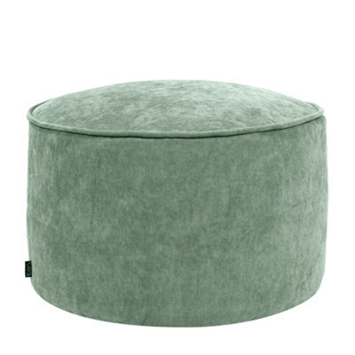 icon Round Chenille Bean Bag Pouffe Sage Green Large Chenille Footstool ...