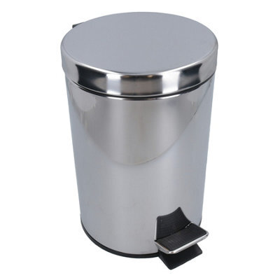 AB Tools 3L Waste Pedal Bin Stainless Steel Kitchen Bathroom House ...