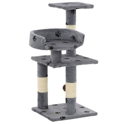 Walplus Cat Tree With Sisal Scratching Posts 65 Cm Paw Prints Grey by B ...