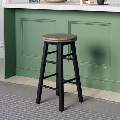 Lassic Chef Vida Wooden Revolving Bar Stool - Black by B&Q | ufurnish.com