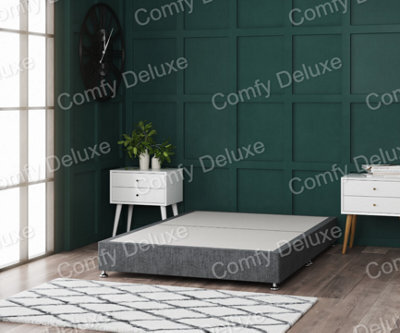 Comfy Deluxe Plush Velvet Grey Low Divan Bed Base 4Ft Small Double by B ...