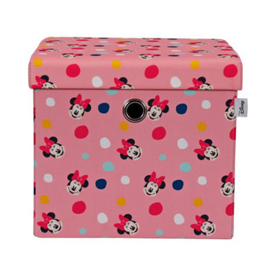 Disney Classic Minnie Mouse Foldable Ottoman Storage Box, Square Toy ...