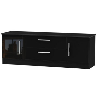 Harrow 2 Door 2 Drawer Superwide Tv Unit In Black Gloss (Ready ...