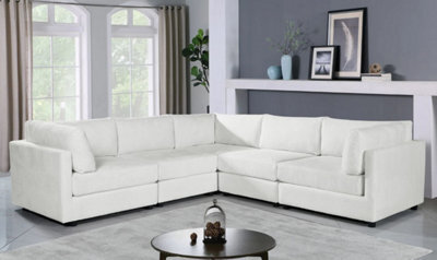 White Jumbo Cord Sofa Corner 2C2 Modular by B&Q | ufurnish.com