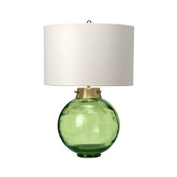 Albus Green Stripe Glass Desk & Table Lamp by Oliver Bonas | ufurnish.com