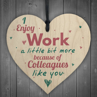 Red Ocean I Enjoy Work Wooden Hanging Heart Plaque Work Friendship ...