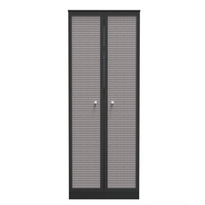 Cairo 2 Door Wardrobe In Smooth Black (Ready Assembled) by B&Q ...