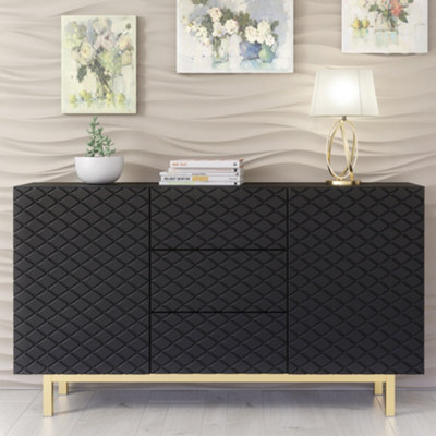 Diamond Luxe Sideboard 140Cm Luxury Black Cabinet With Push To Open ...