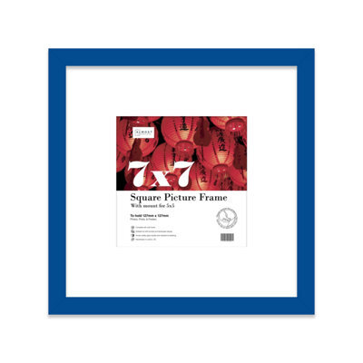 "7X7"" Blue Picture Frame - 7X7"" Square Frame With 5X5"" Mount For 7X7 ...