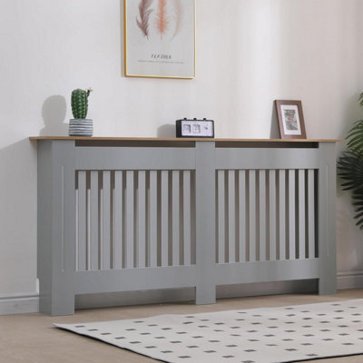 Vivo Radiator Cover Grey Modern Horizontal Slats Decorative Heater ...