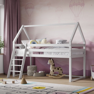 Flair Ellie House Wooden Midsleeper - White by B&Q | ufurnish.com