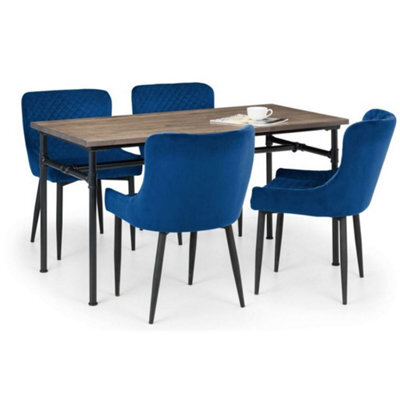 Ashfield Carnegie Dining Table & 4 Luxe Blue Chairs by B&Q | ufurnish.com