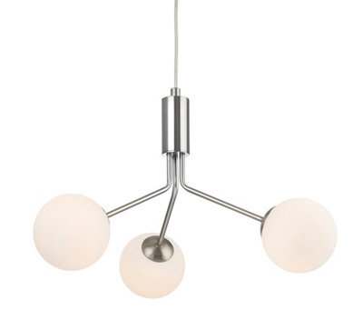 Luminosa Lighting Luminosa Montana 3 Light Globe Fitting Brushed Steel ...