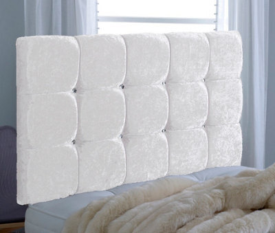 "Adore Designs Cube Crushed Velvet 5Ft Kingsize 20"" Headboard - White ...
