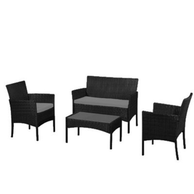 ABC Ralph Rattan Garden Furniture Set 4 Seater (Black) by B&Q ...