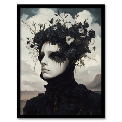 Artery8 Black Rose Queen Surreal Goth Conceptual Portrait Wall Art ...