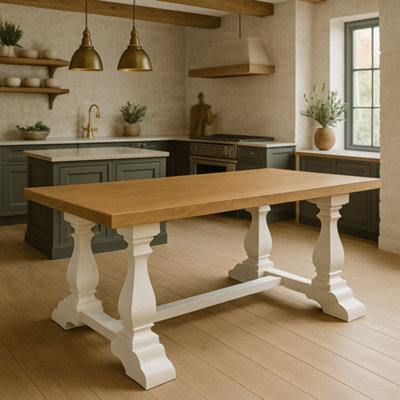 Ashford Blake Beaufort Rustic Oak Farmhouse Dining Table by B&Q | ufurnish.com