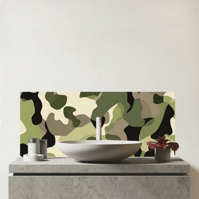 Warren Reed Designer Camouflage Design Glass Bathroom Splashback by B&Q ...