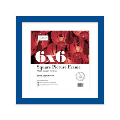 "6X6"" Blue Picture Frame - 6X6"" Square Frame With 5X5"" Mount For 6X6 ...