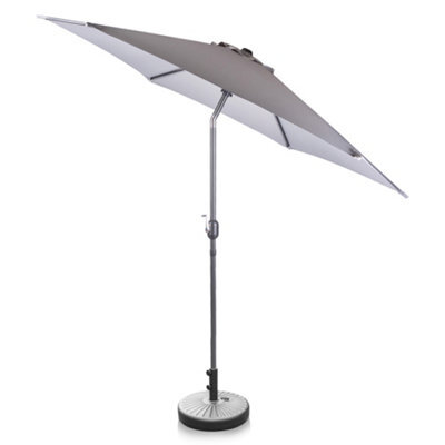 Alfresia 2.7 Metre Grey Parasol With 22L Round Base Included - Round ...