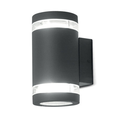 Stylish Outdoor Ip44 Twin Wall Light In Graphite With Led Gx53 Bulb by B&Q | ufurnish.com
