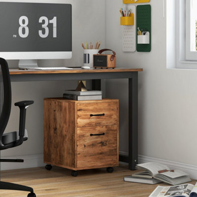 Homcom Roll File Cabinet W/ Drawer, Hanging File Folder Organizer ...