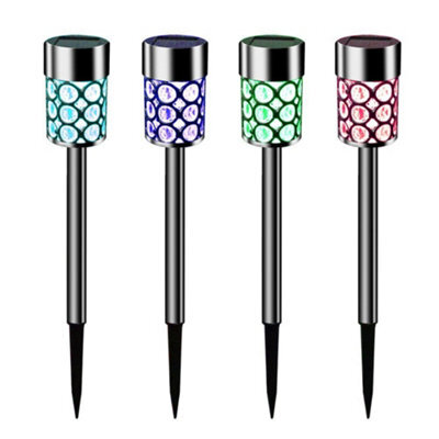 Gardenwize Pack Of 4 Solar Powered Colour Changing Led Crystal Stake ...
