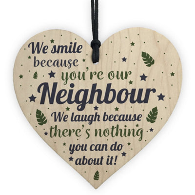 Red Ocean Funny Neighbour Gifts Friendship Handmade Wooden Hanging ...
