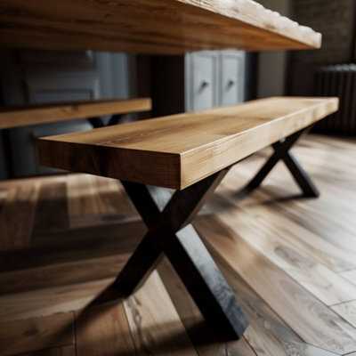 Ashford Blake Chunky Rustic Bench - Chunky X Legs - 170Cm by B&Q | ufurnish.com