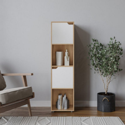 Urbn-Living Urbnliving 119Cm Height 4 Cubes Oak Wooden Bookcase ...
