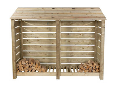 Arbor Garden Solutions Slatted Wooden Log Store W-227Cm, H-180Cm, D ...